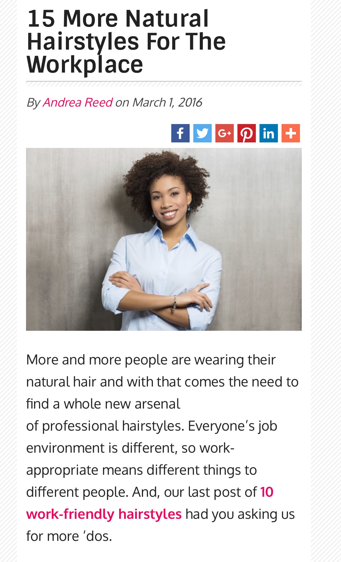 15 More Natural Hairstyles For The Workplace – ANDREA CAMILLE REED